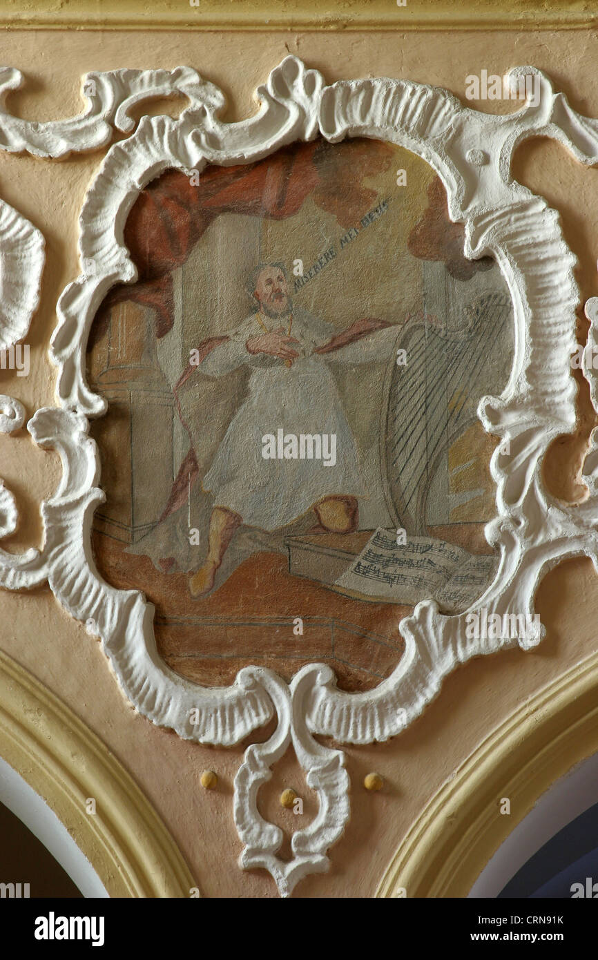 King David, fresco in the parish church of Saint Anne in Osekovo ...