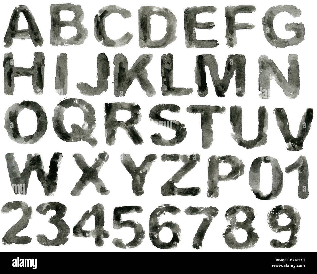 Painted watercolor alphabet, isolated Stock Photo - Alamy