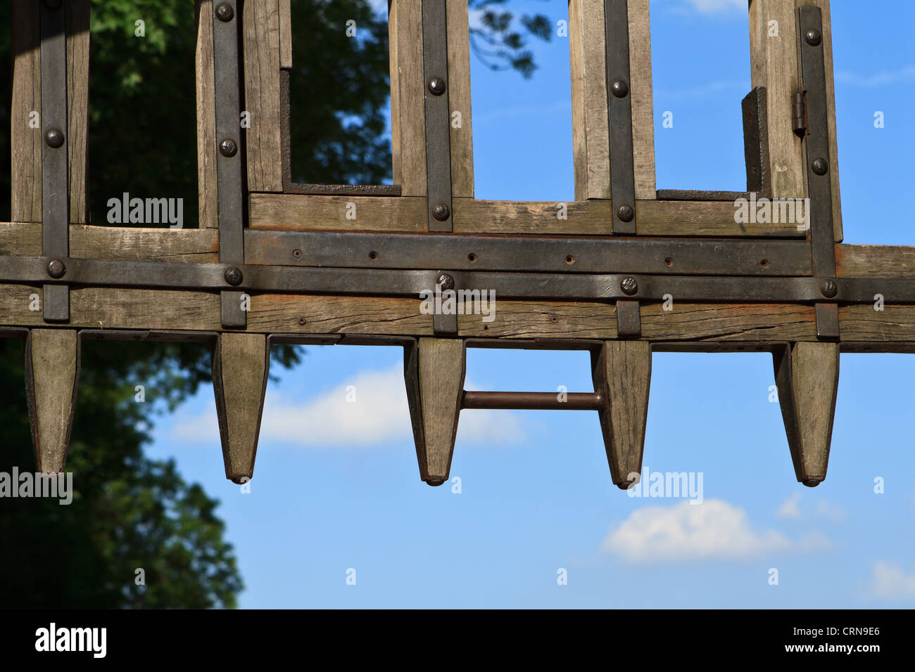 Close up of ancient wooden grating gate Stock Photo - Alamy