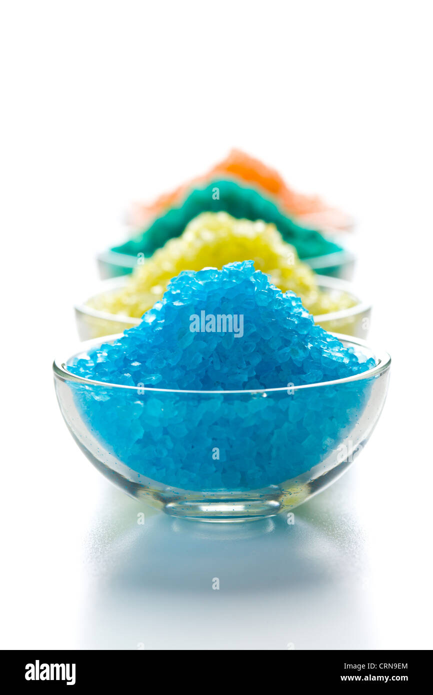 the colorful bath salt in glass bowl Stock Photo - Alamy