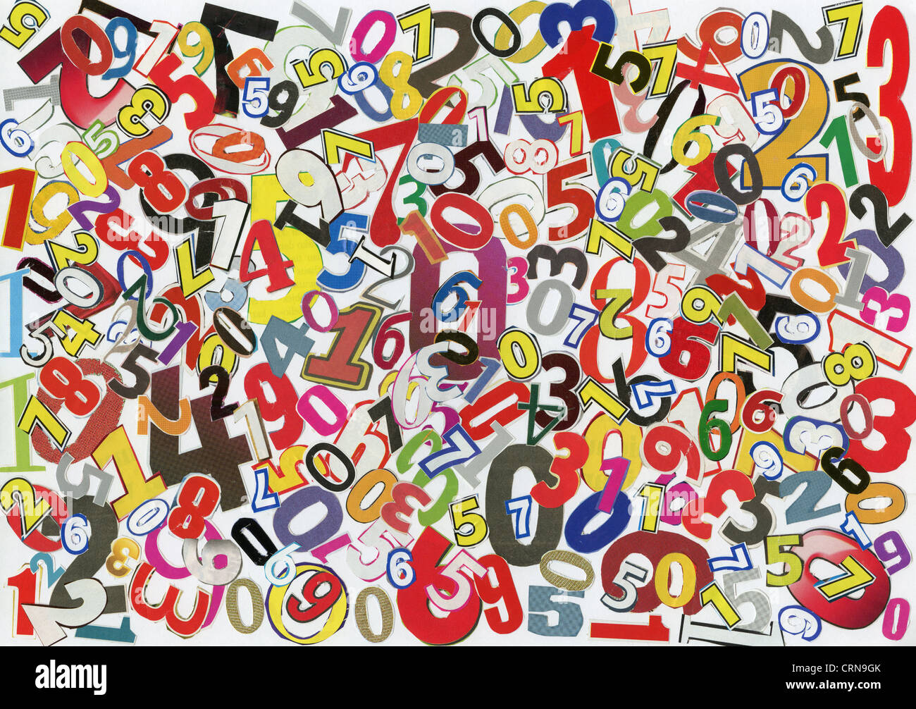 Handmade collage of newspaper clippings. Only numbers Stock Photo - Alamy