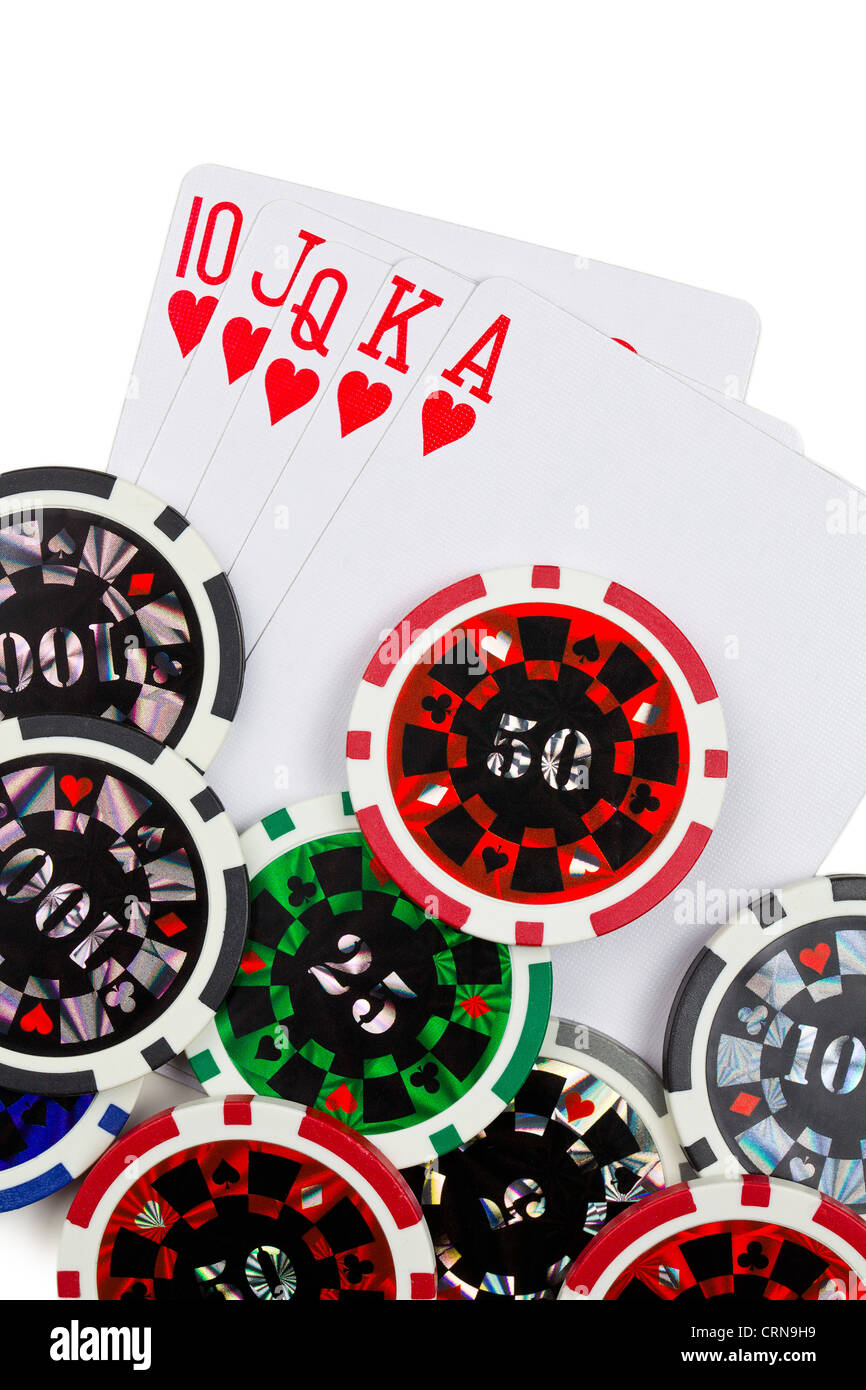 the playing cards and poker chips Stock Photo - Alamy