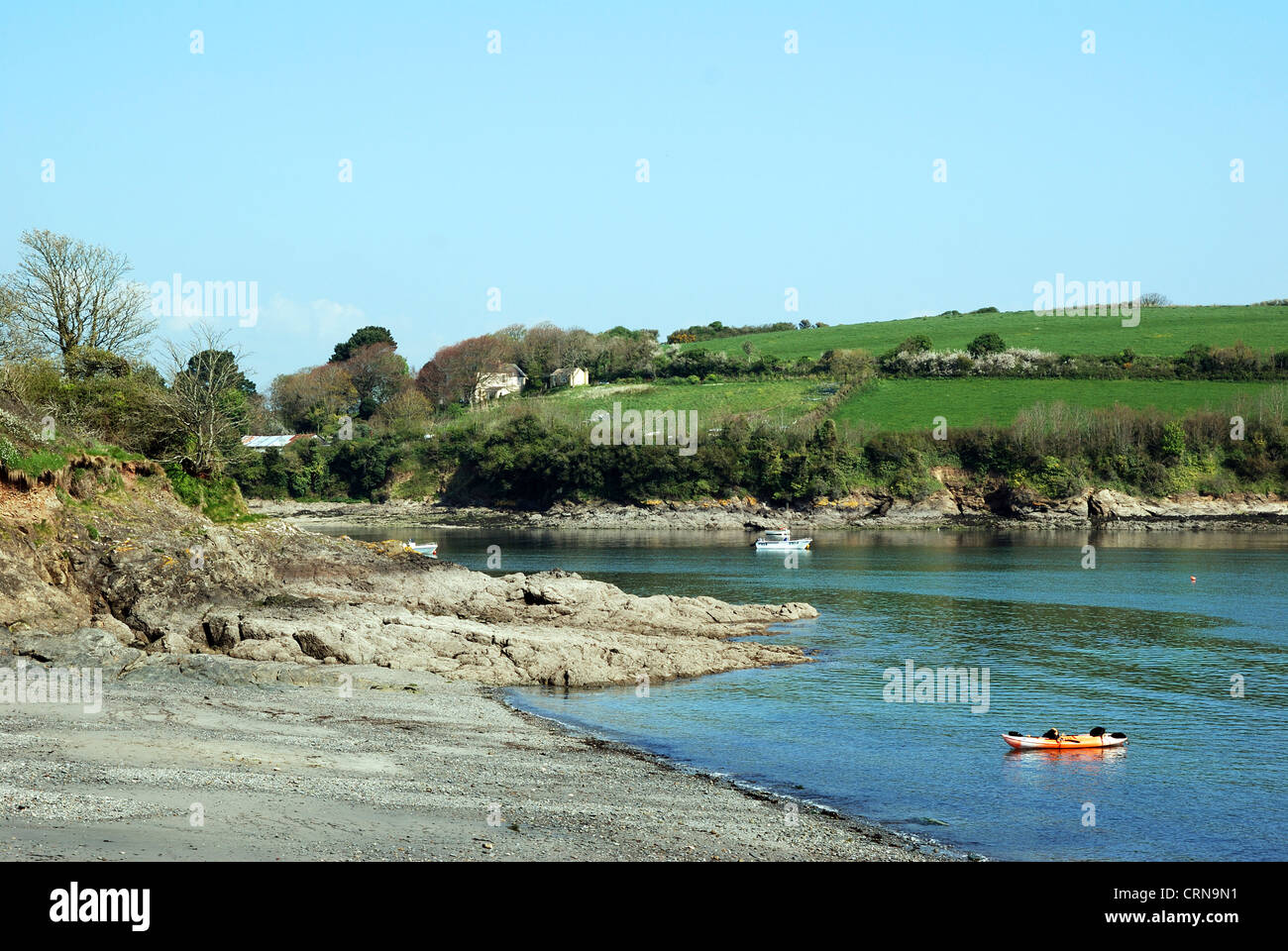 Flushing cove on gillan creek at manacan in cornwall, uk Stock Photo ...