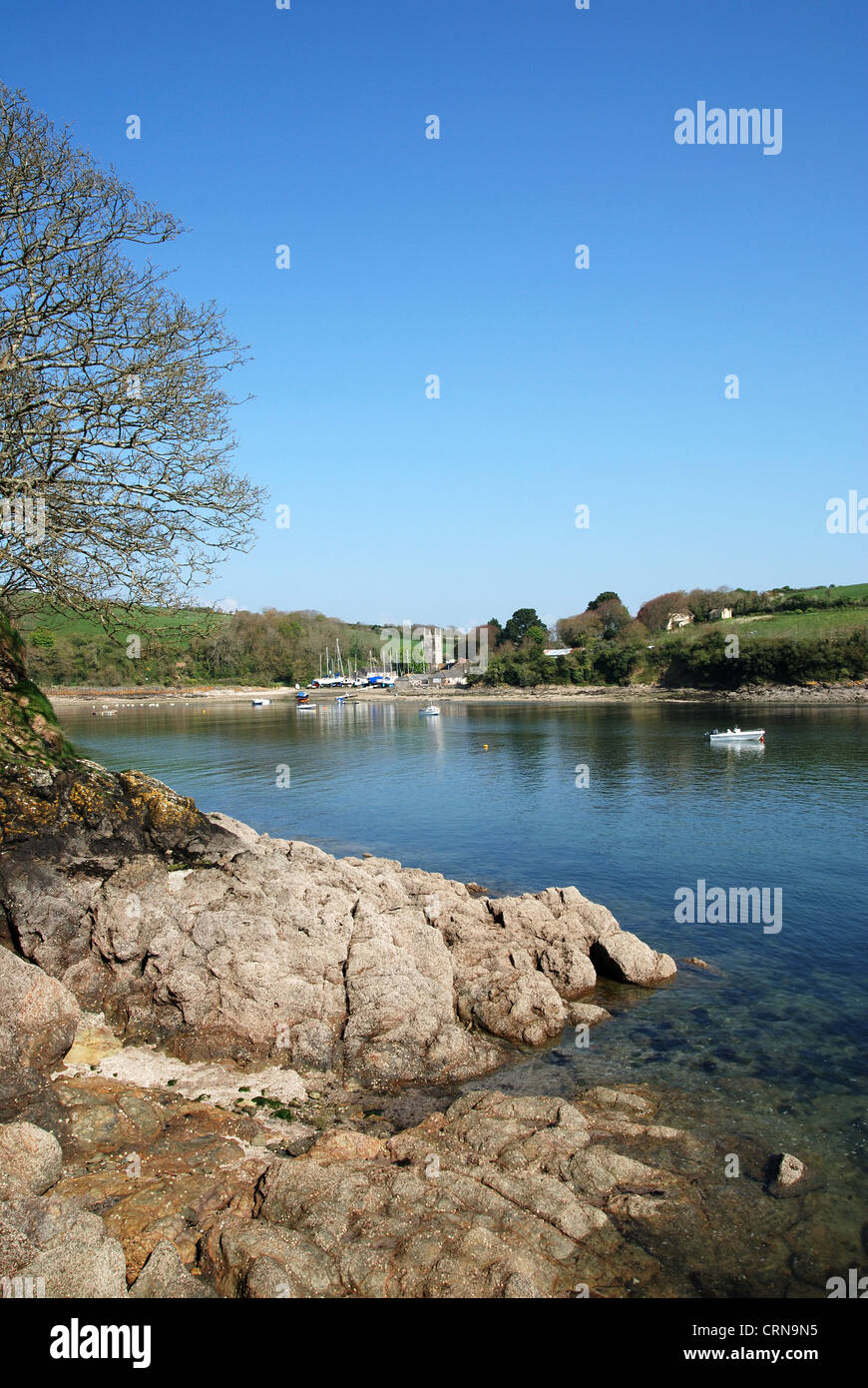 Flushing cove on gillan creek at manacan in cornwall, uk Stock Photo ...