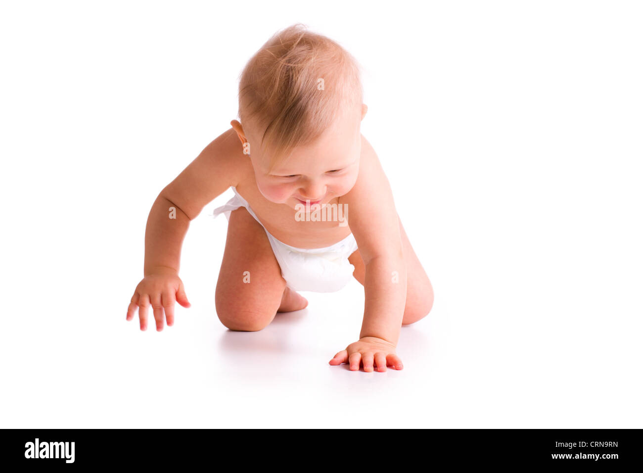 the studio shot of baby crawling Stock Photo - Alamy