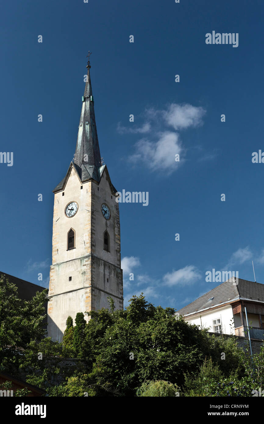 Small town church tower Stock Photo - Alamy