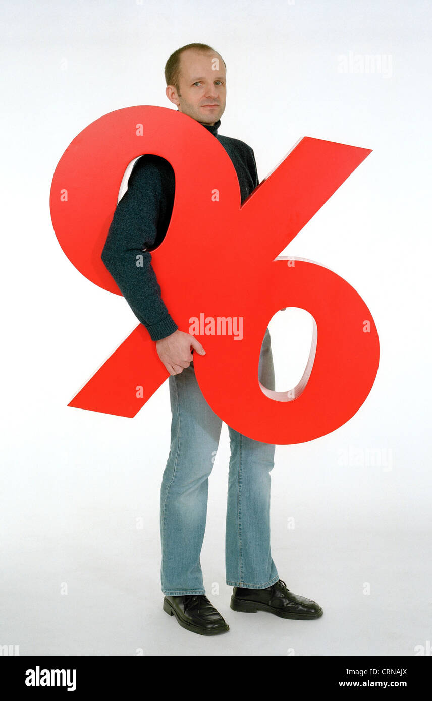 Man and percentage sign hi-res stock photography and images - Alamy