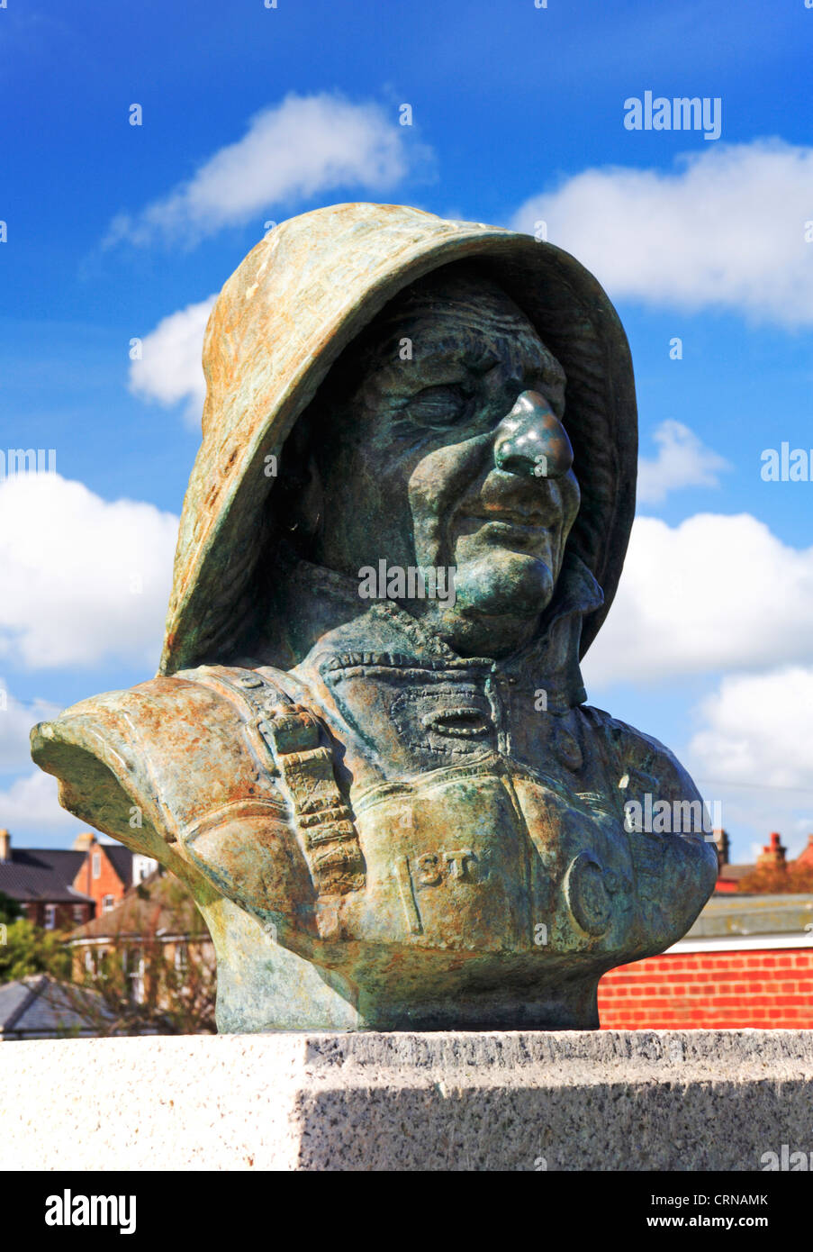 The memorial bust of Henry Blogg, lifeboatman, on the east cliff at ...