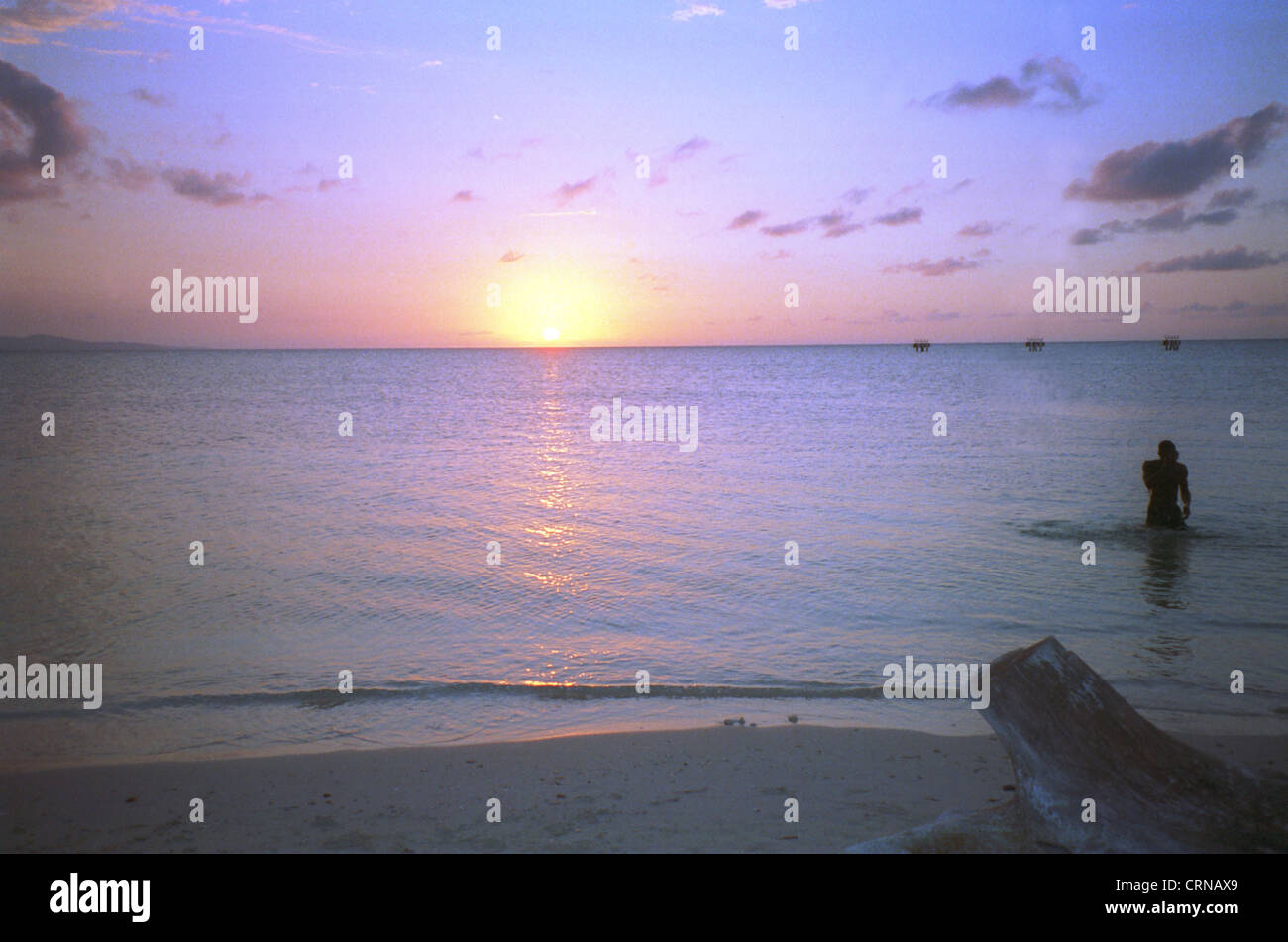 Sunset on the beach of Jamaica Stock Photo - Alamy