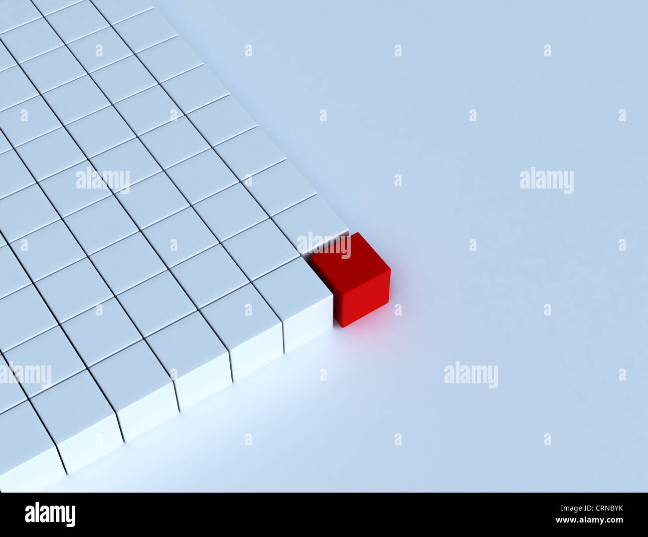 Single red cube standing out - Leadership Stock Photo - Alamy