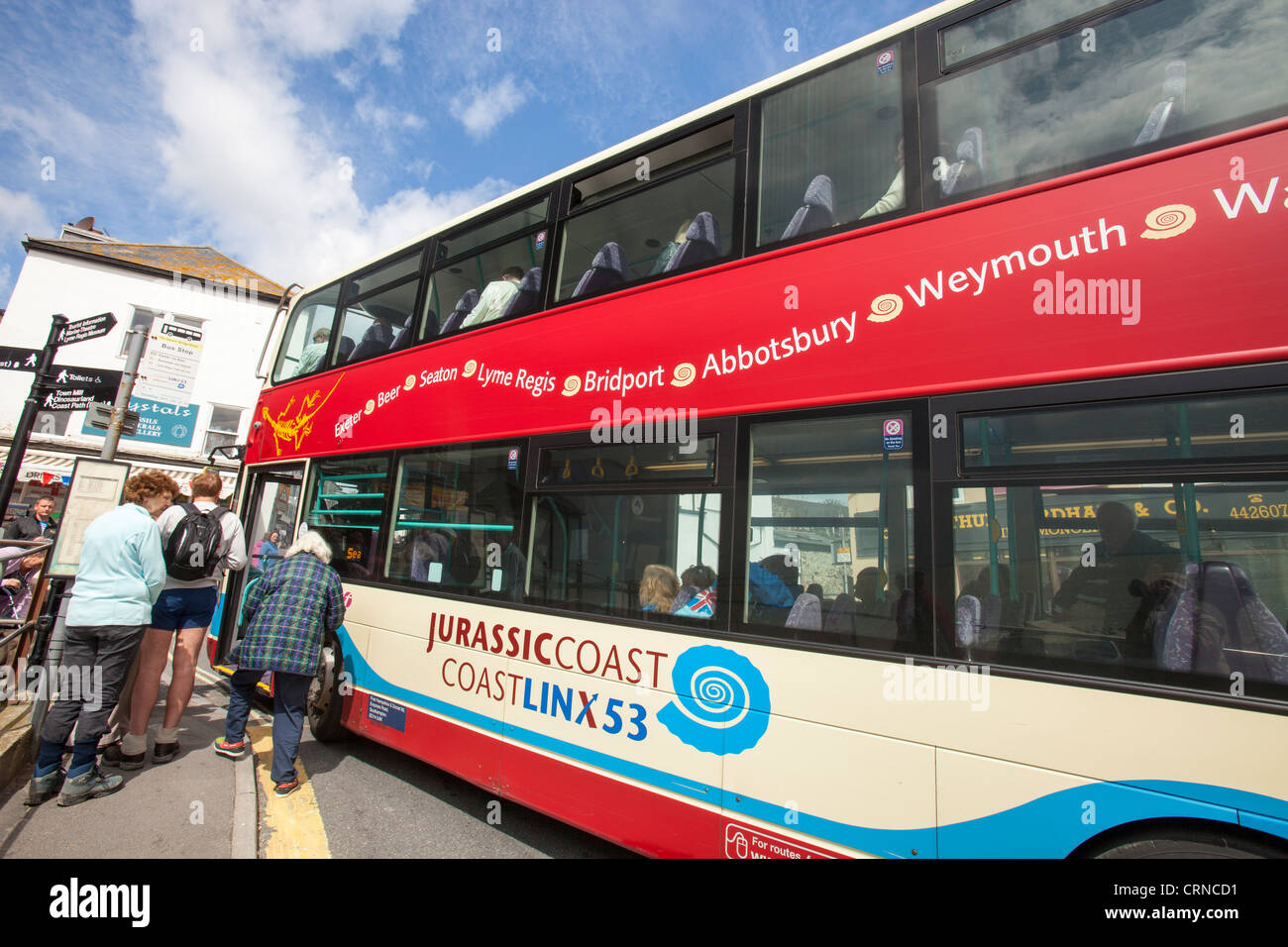 A bus in Lyme Regis , Dorset, part of the World heritage Site of the ...