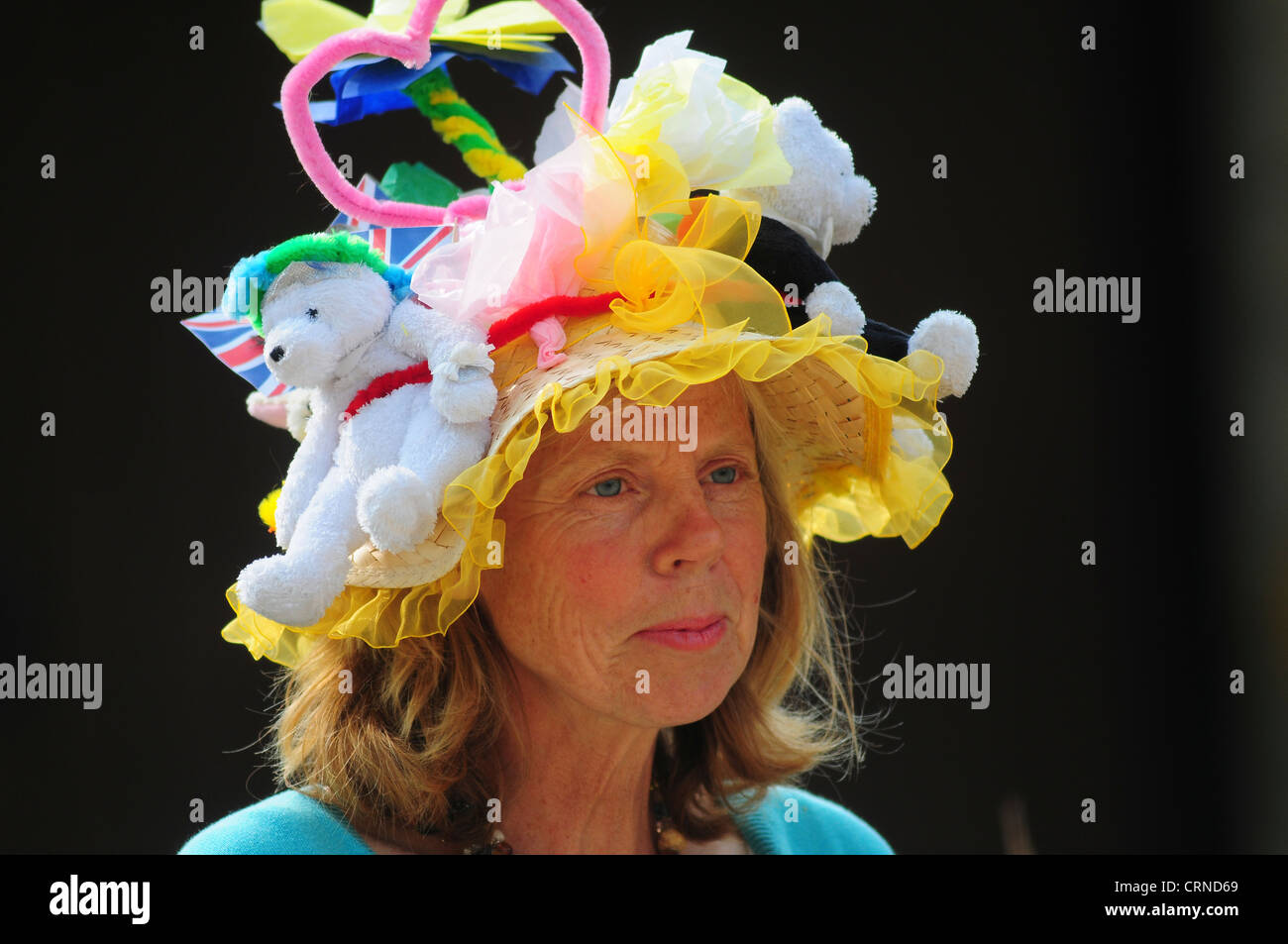 A woman wearing a very creative hat during the royal wedding ...