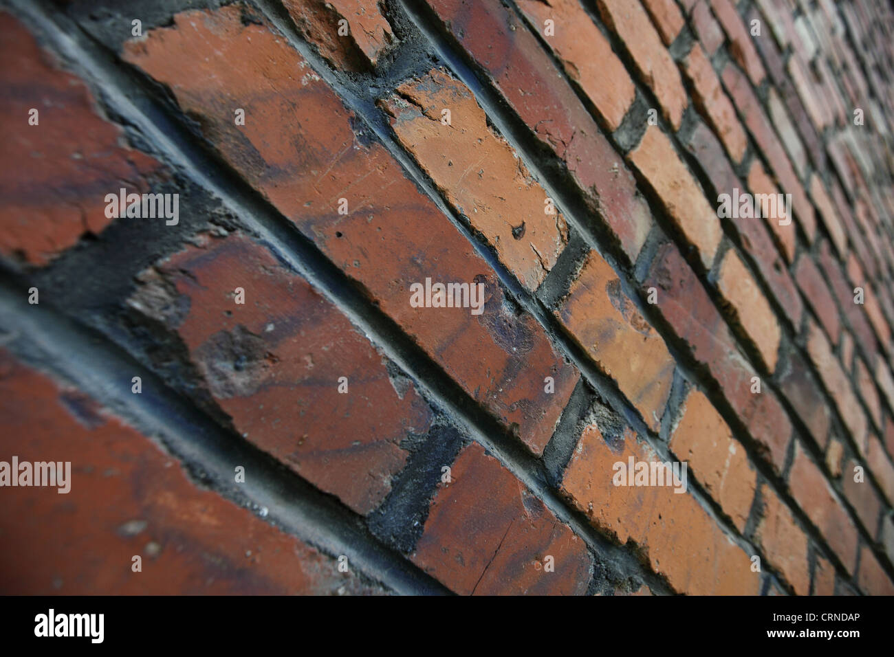 old weathered red brick wall background - wild perspective Stock Photo ...