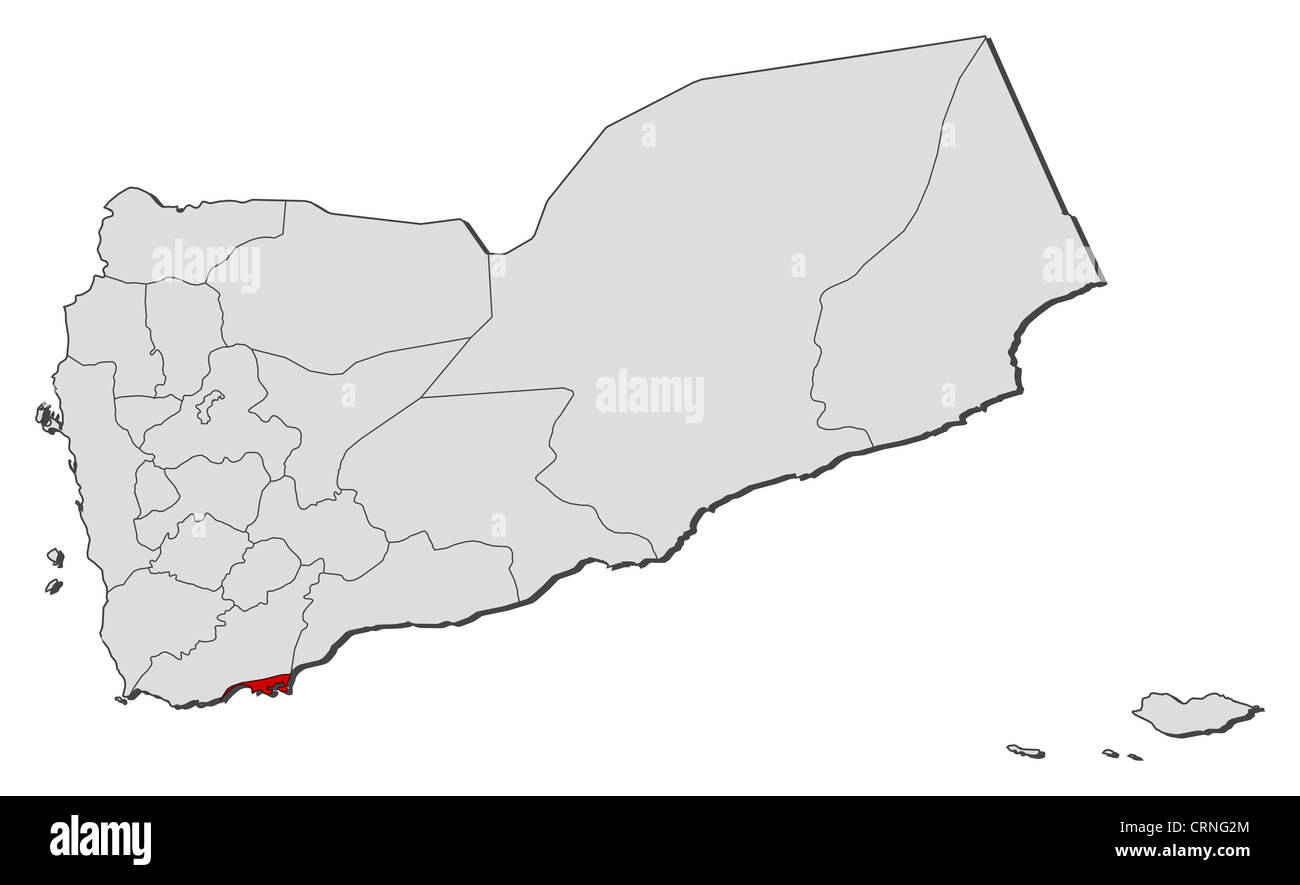 Political map of Yemen with the several governorates where Adan is ...