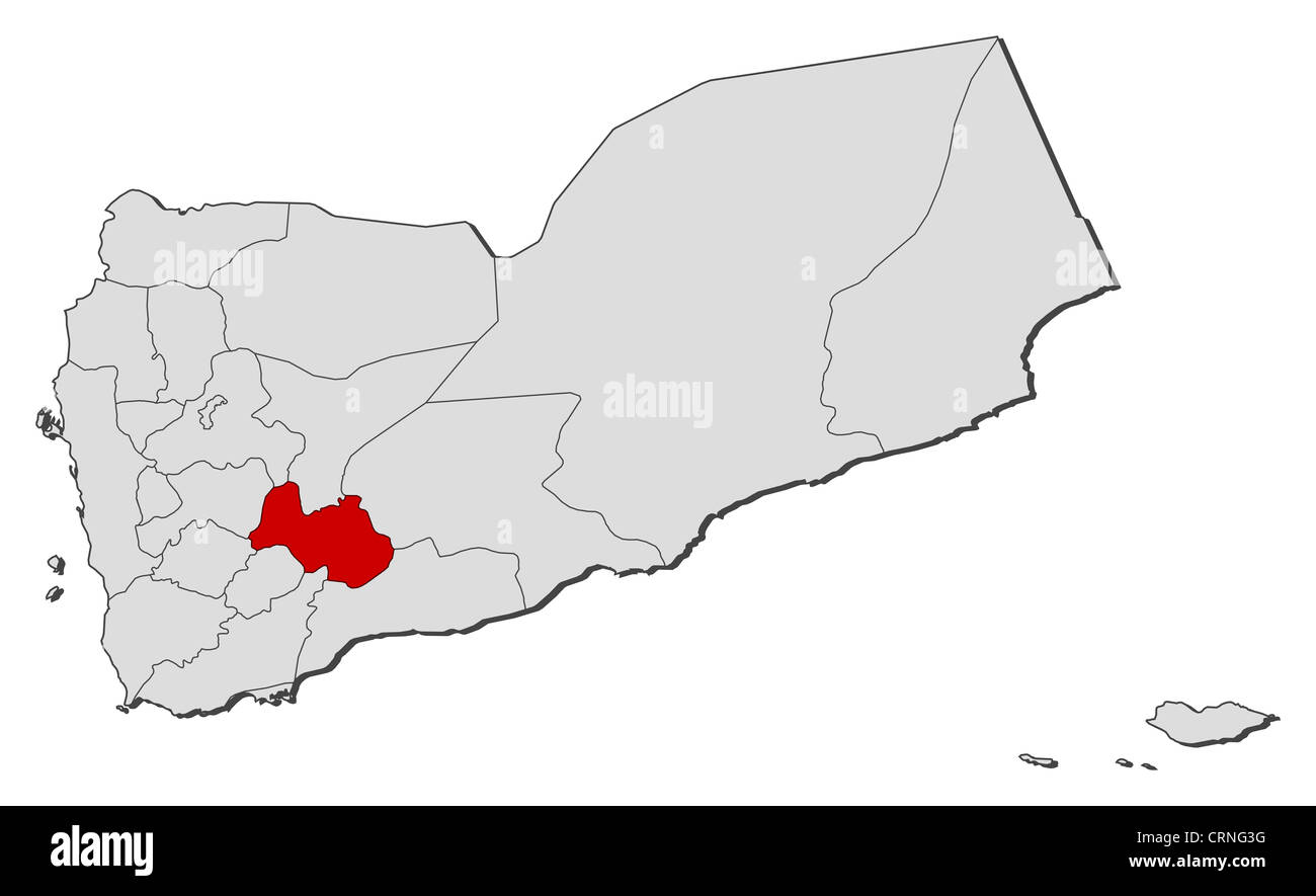 Political map of Yemen with the several governorates where Al Bayda' is ...
