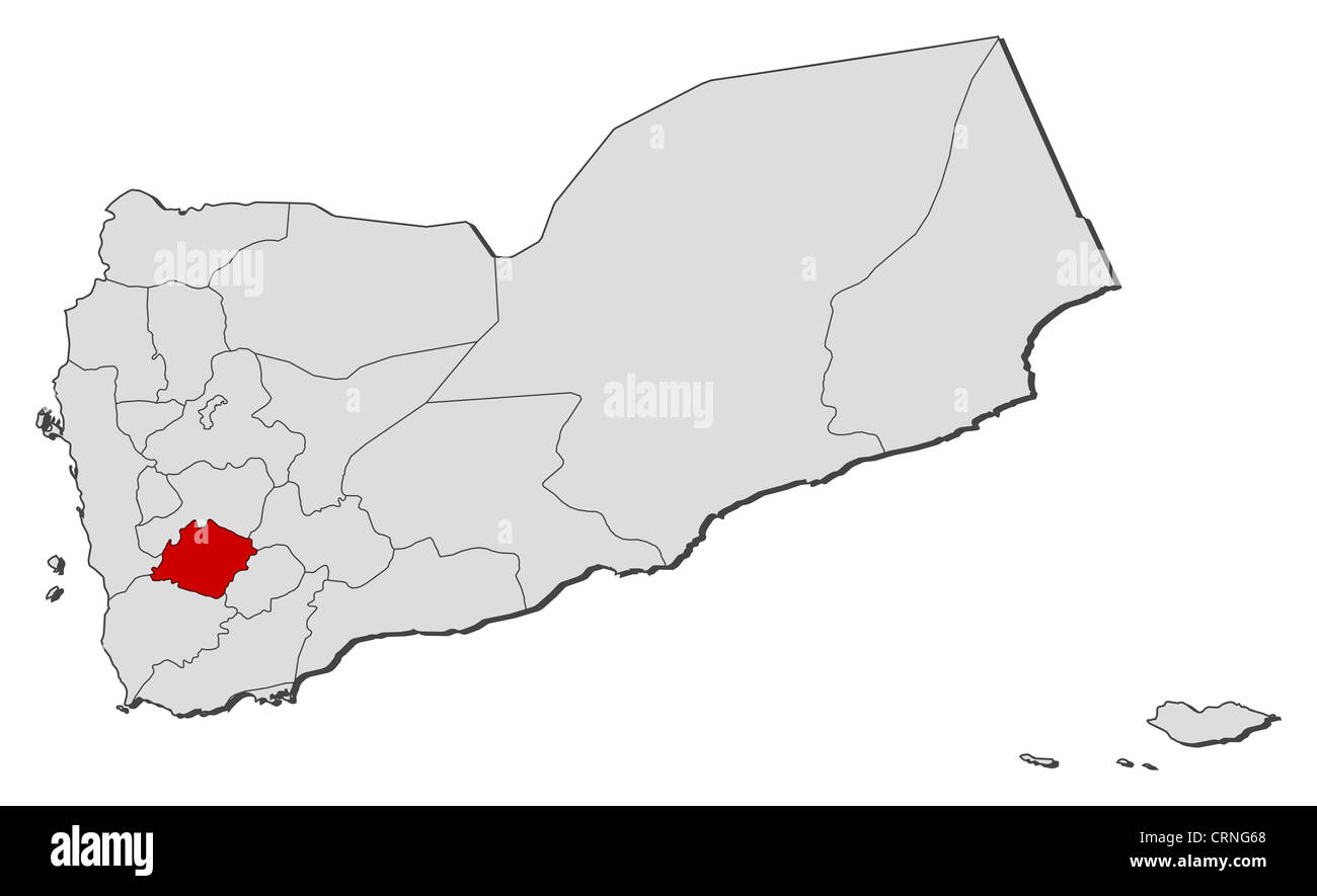 Political map of Yemen with the several governorates where Ibb is ...