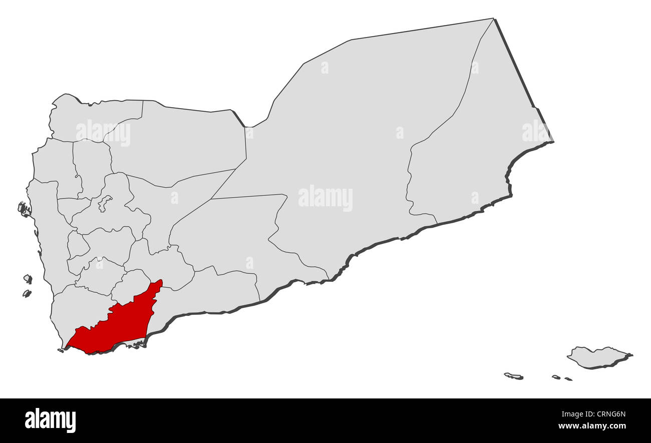 Political map of Yemen with the several governorates where Lahij is ...