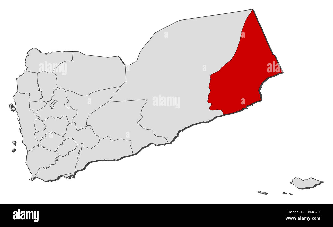 Political map of Yemen with the several governorates where Al Mahrah is ...