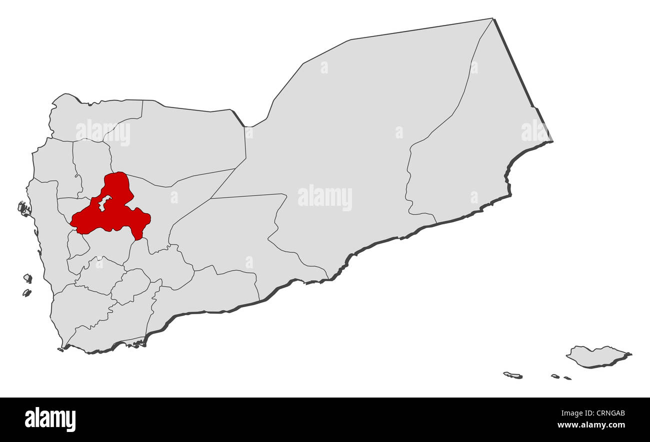 Political map of Yemen with the several governorates where Sana'a ...