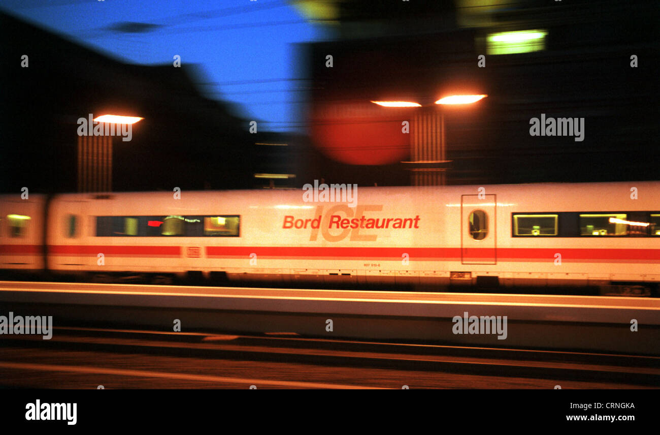 Restaurant aboard a moving train ICE Stock Photo - Alamy