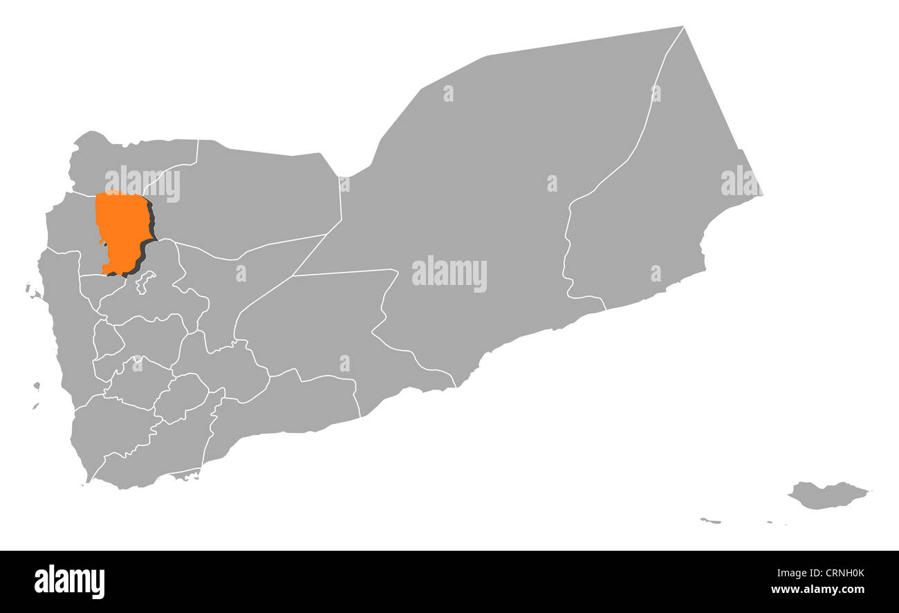 Political map of Yemen with the several governorates where Amran is ...