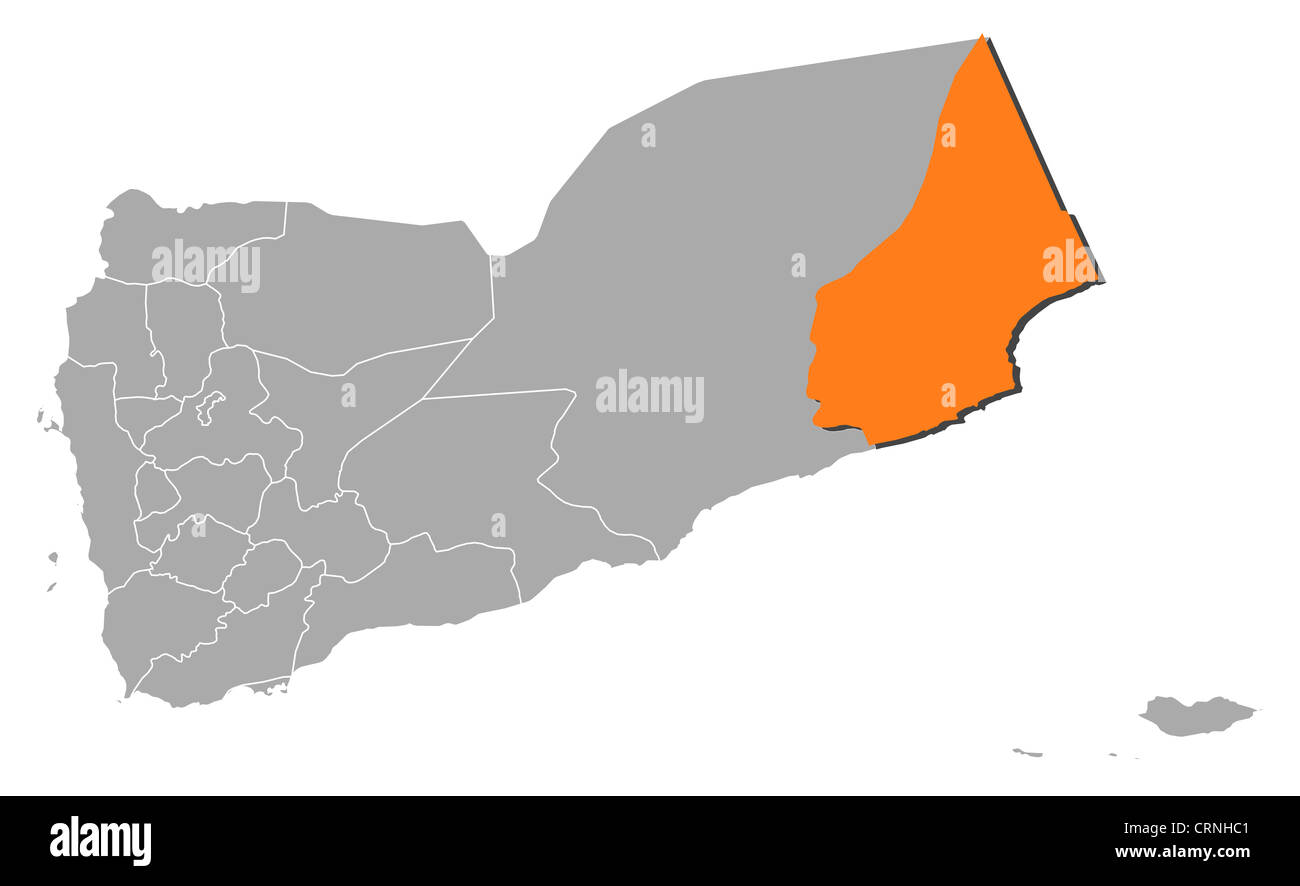 Political map of Yemen with the several governorates where Al Mahrah is ...