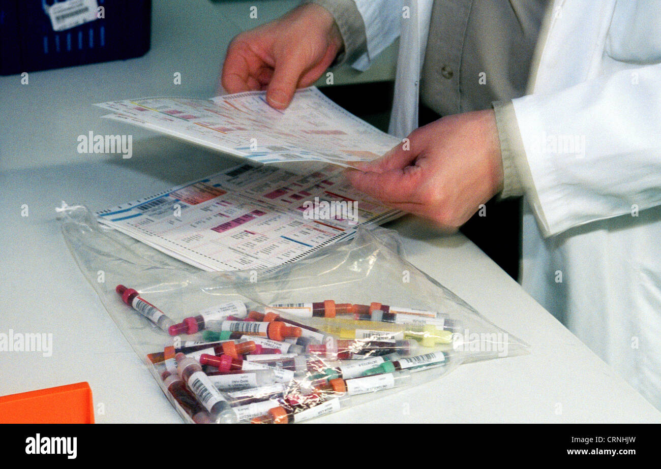 Sort of laboratory samples and An adjacent papers Stock Photo - Alamy