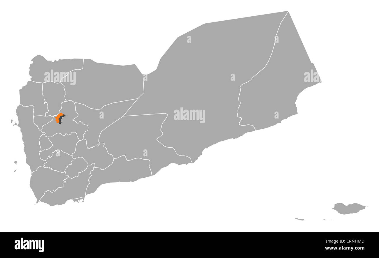 Political map of Yemen with the several governorates where Sanaa is ...