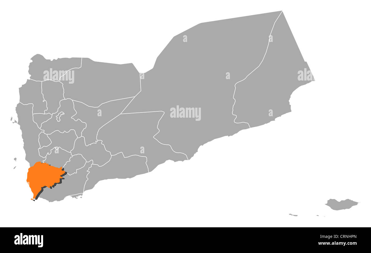 Political map of Yemen with the several governorates where Ta'izz is ...