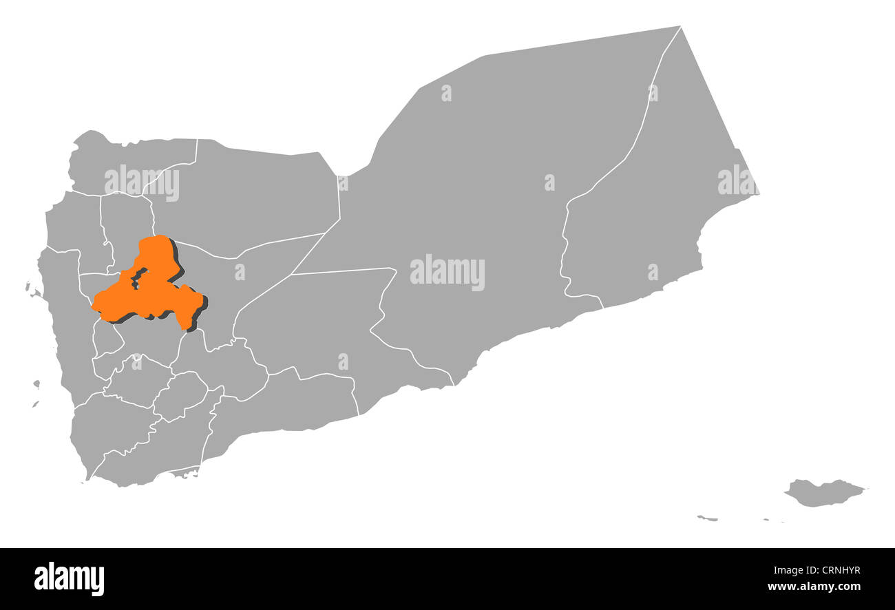 Political map of Yemen with the several governorates where Sana'a ...