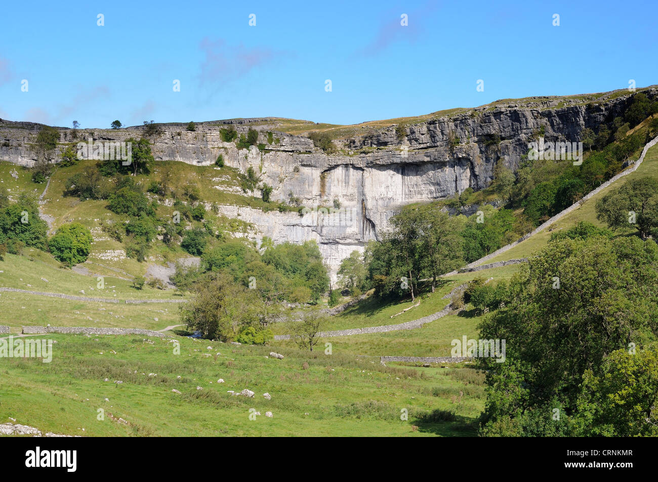 Malham Cove, a spectacular curved limestone formation in the Yorkshire ...