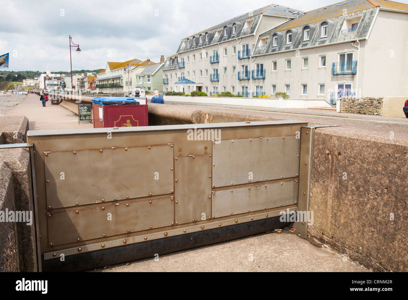 A storm surge steel gate closed following a bad storm in Seaton, to ...