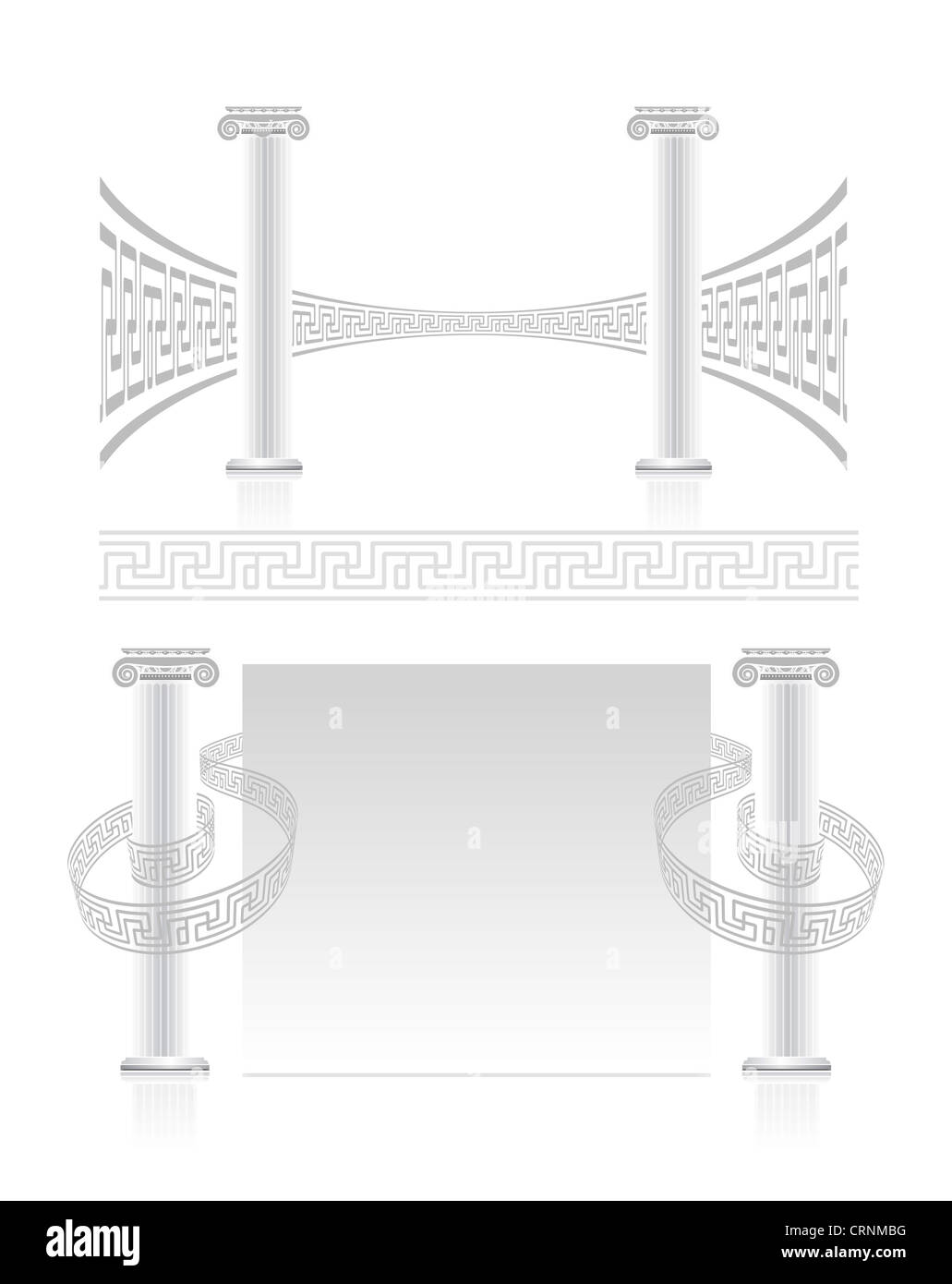 Ionic Column with Greek key pattern. Vector banner set Stock Photo - Alamy