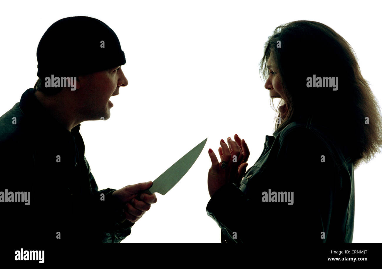 Man threatens woman with knife Stock Photo, Royalty Free Image ...