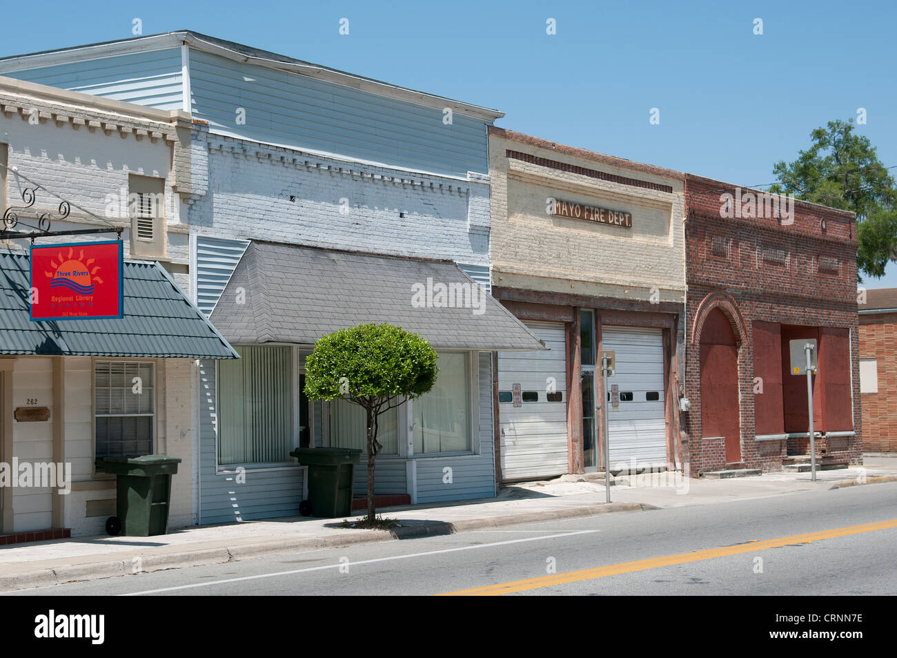 Small town of Mayo Florida USA three Rivers Regional Library has a red ...