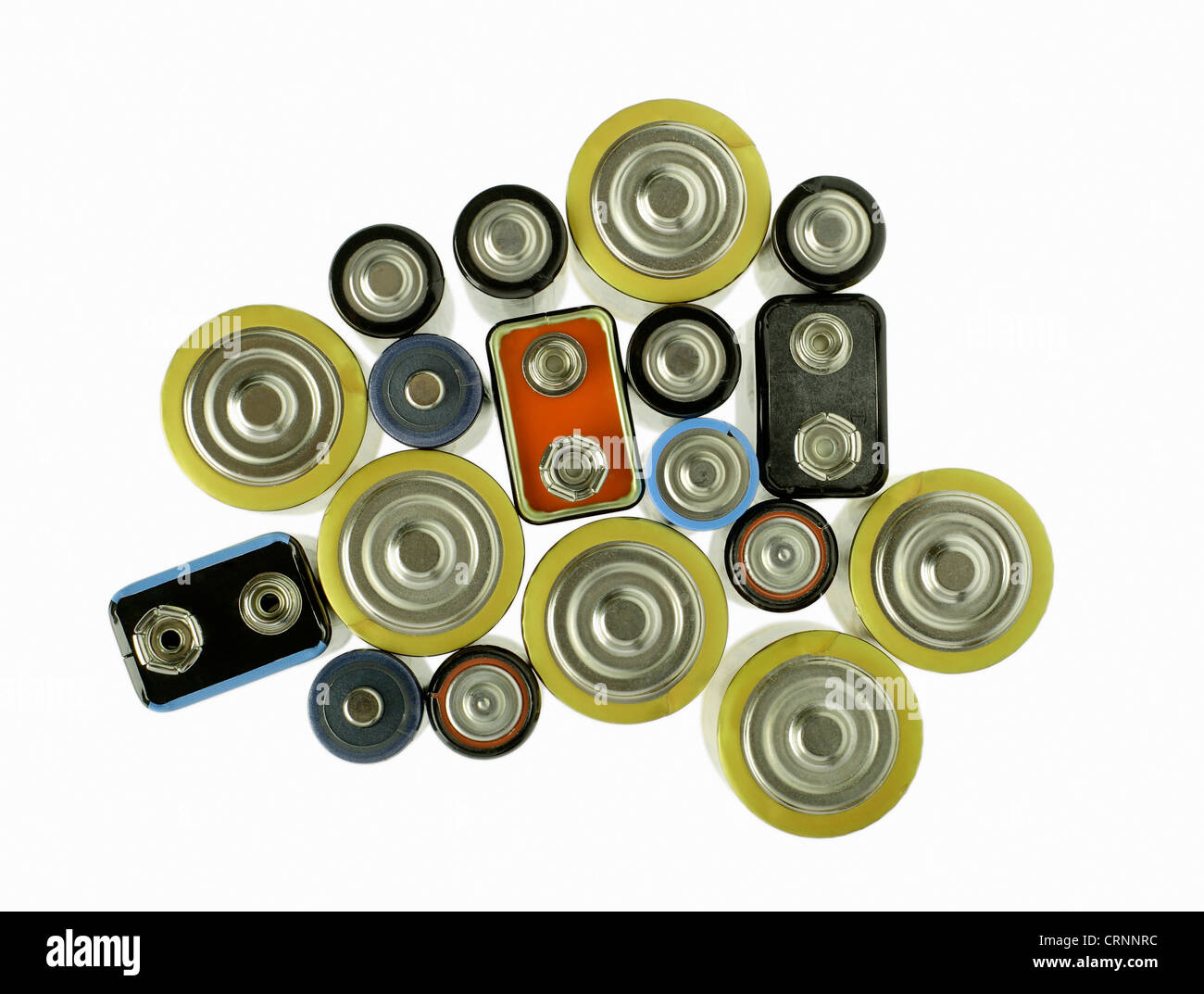 Assortment of batteries on white background Stock Photo - Alamy