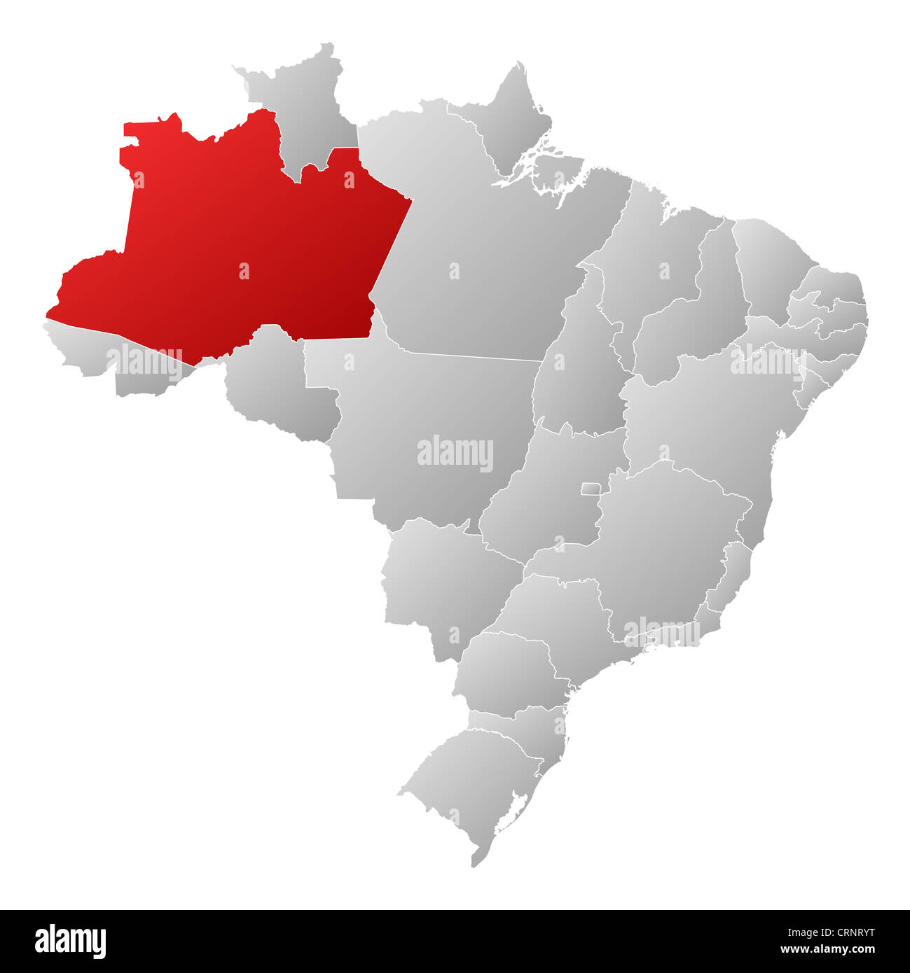 Political map of Brazil with the several states where Amazonas is ...