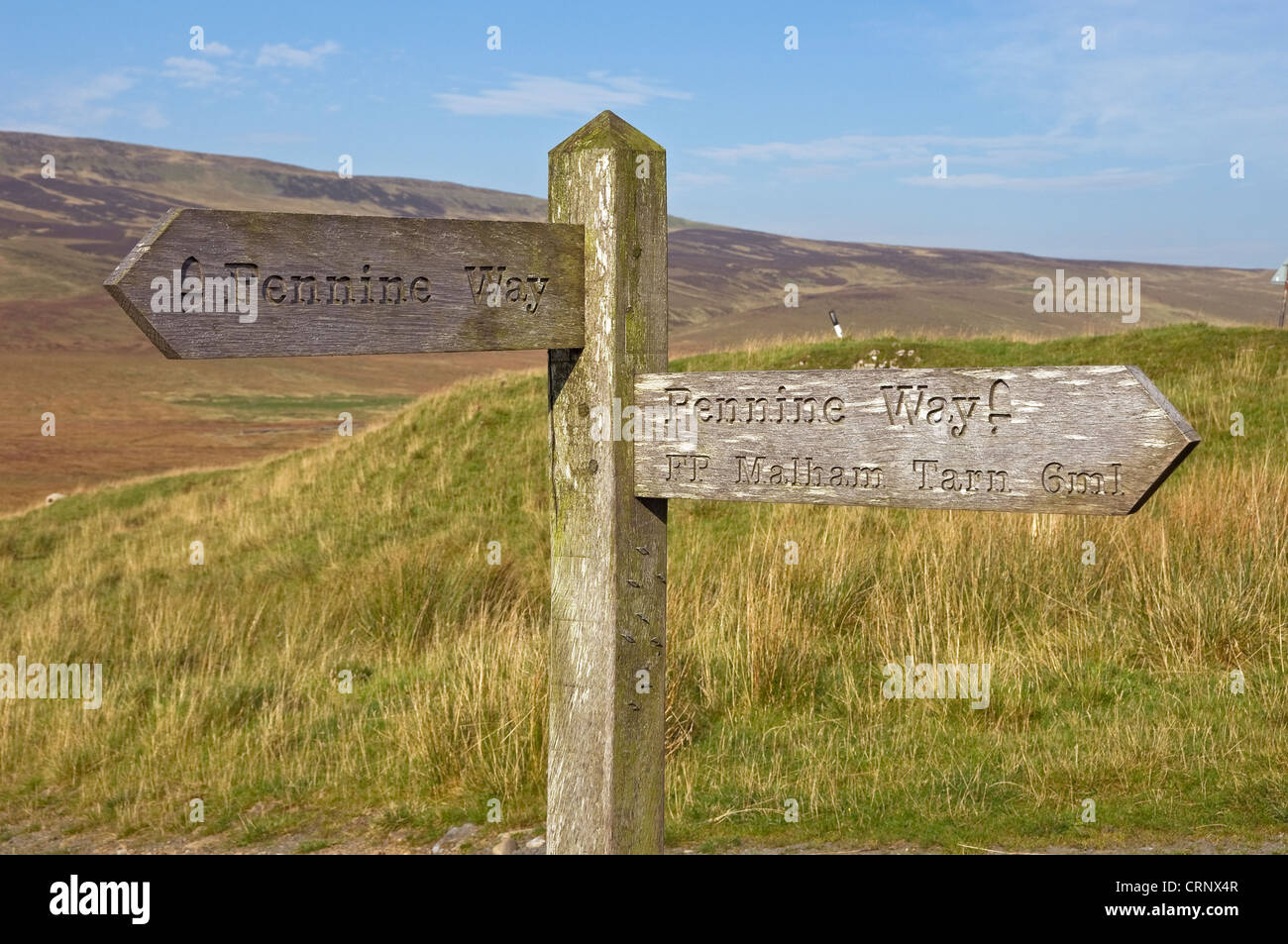 Pennine Way footpath sign near Pen Y Ghent showing direction and ...