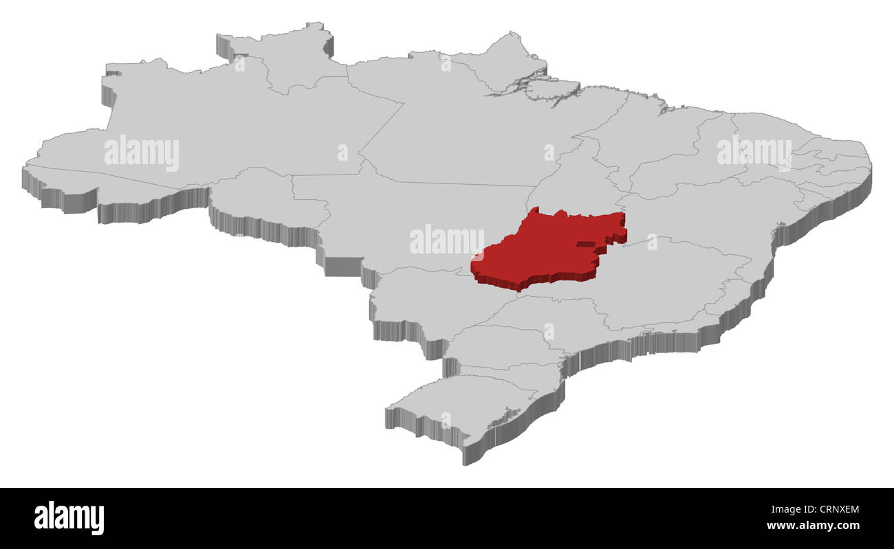 Political map of Brazil with the several states where Goiás is ...