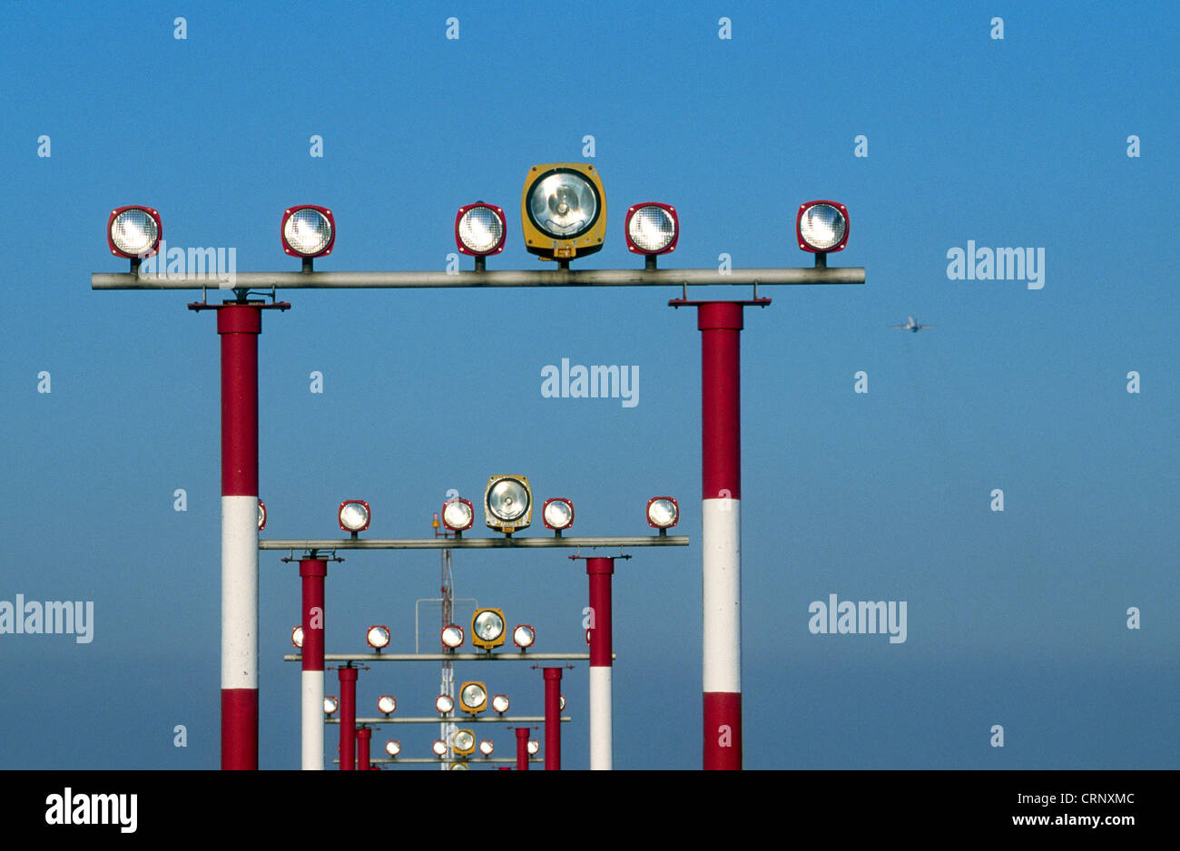 Approach lights and signals of an airport Stock Photo - Alamy