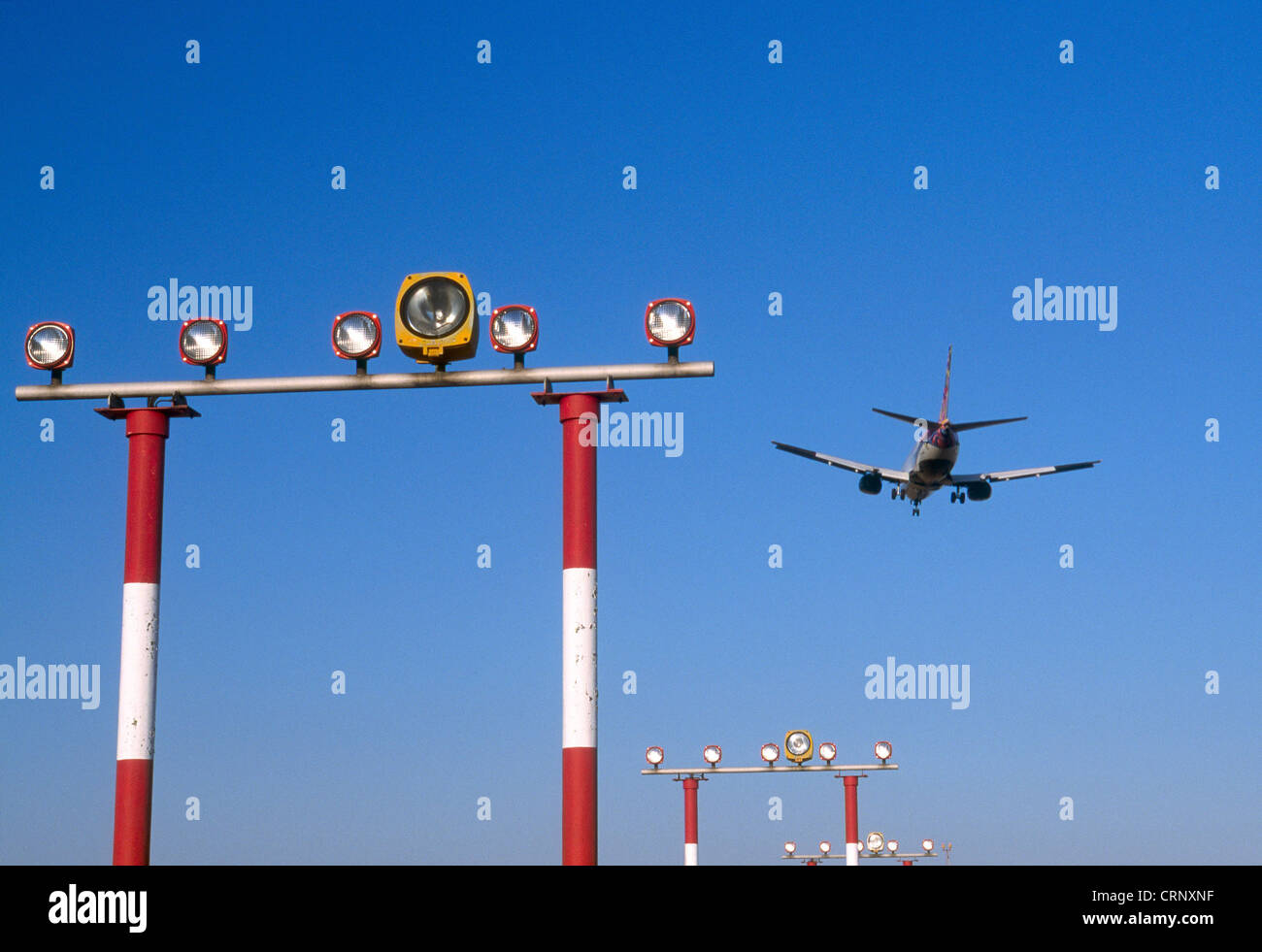 Approach lights and signals of an airport Stock Photo - Alamy