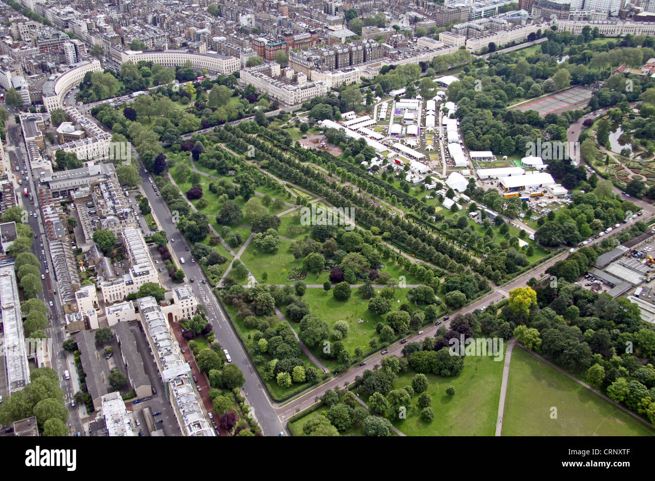 aerial view of Broad Walk and Park Square Gardens in Regent's Park ...