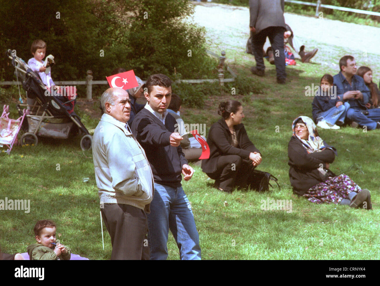 Turkish Men with national flags Stock Photo - Alamy