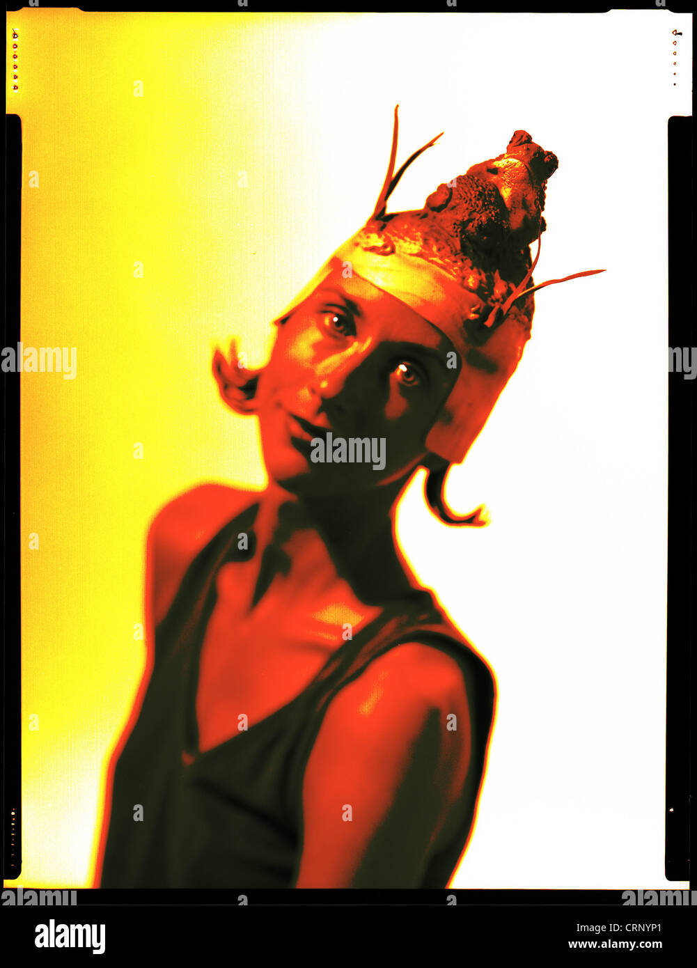 Woman with Frog swimming cap Stock Photo - Alamy