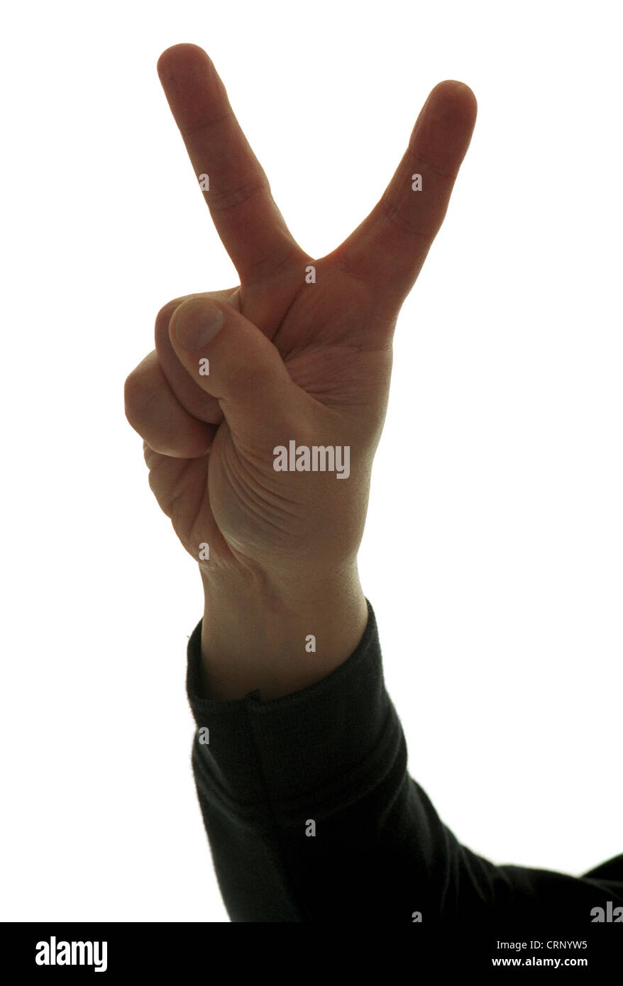 Hands - win or number two Stock Photo - Alamy