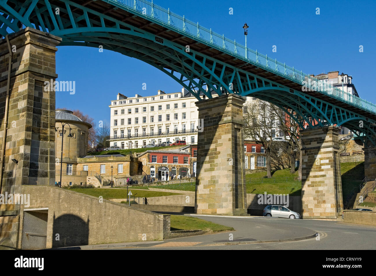 Scarborough Spa Bridge, built in 1827 linking St Nicholas Cliff to the ...