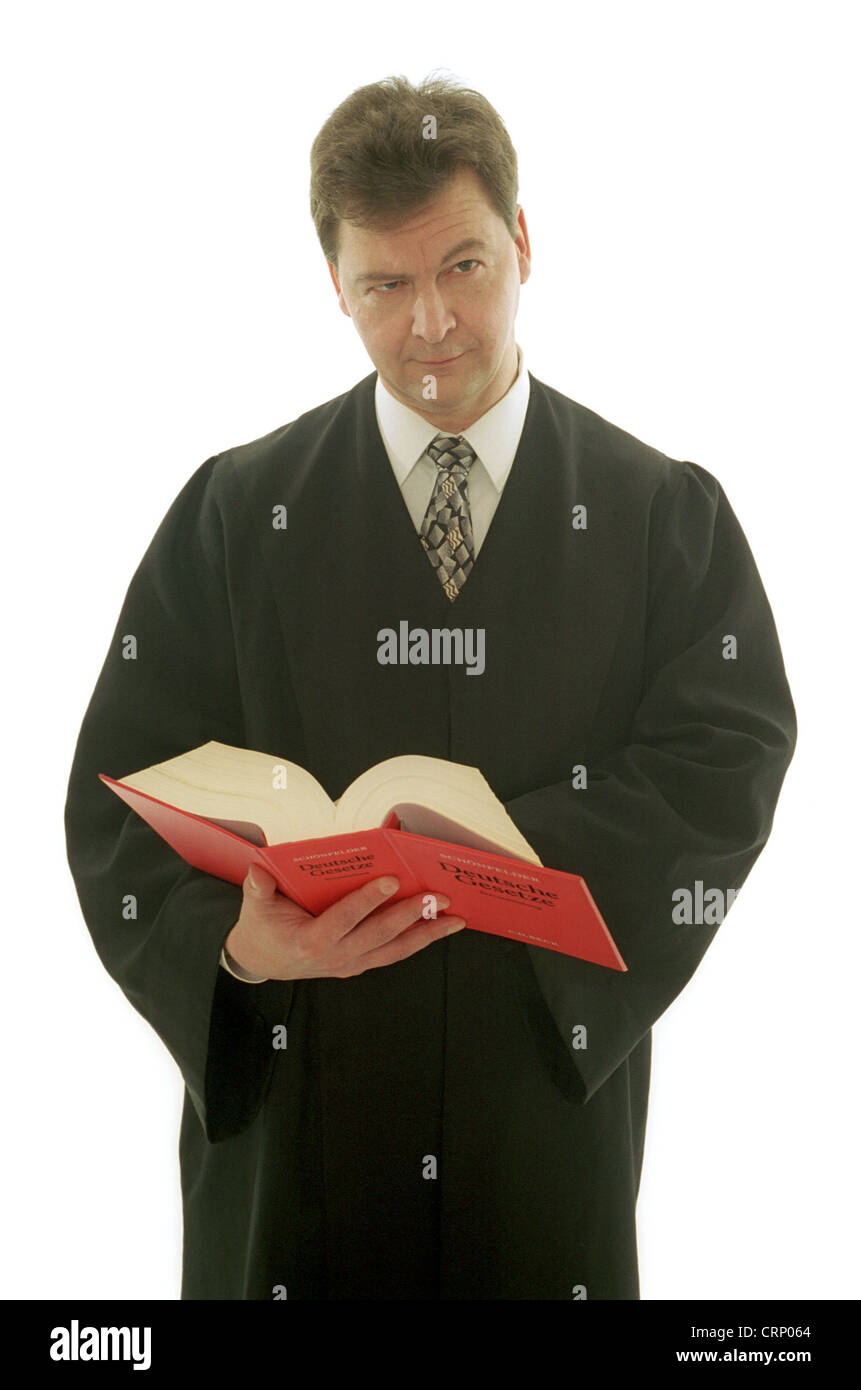 Lawyer with open legal text Stock Photo - Alamy