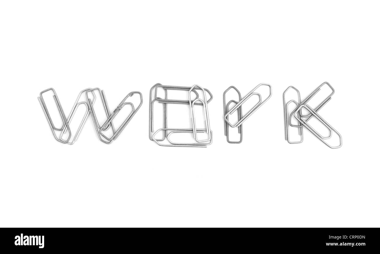 The word work spelled by paper clips Stock Photo - Alamy