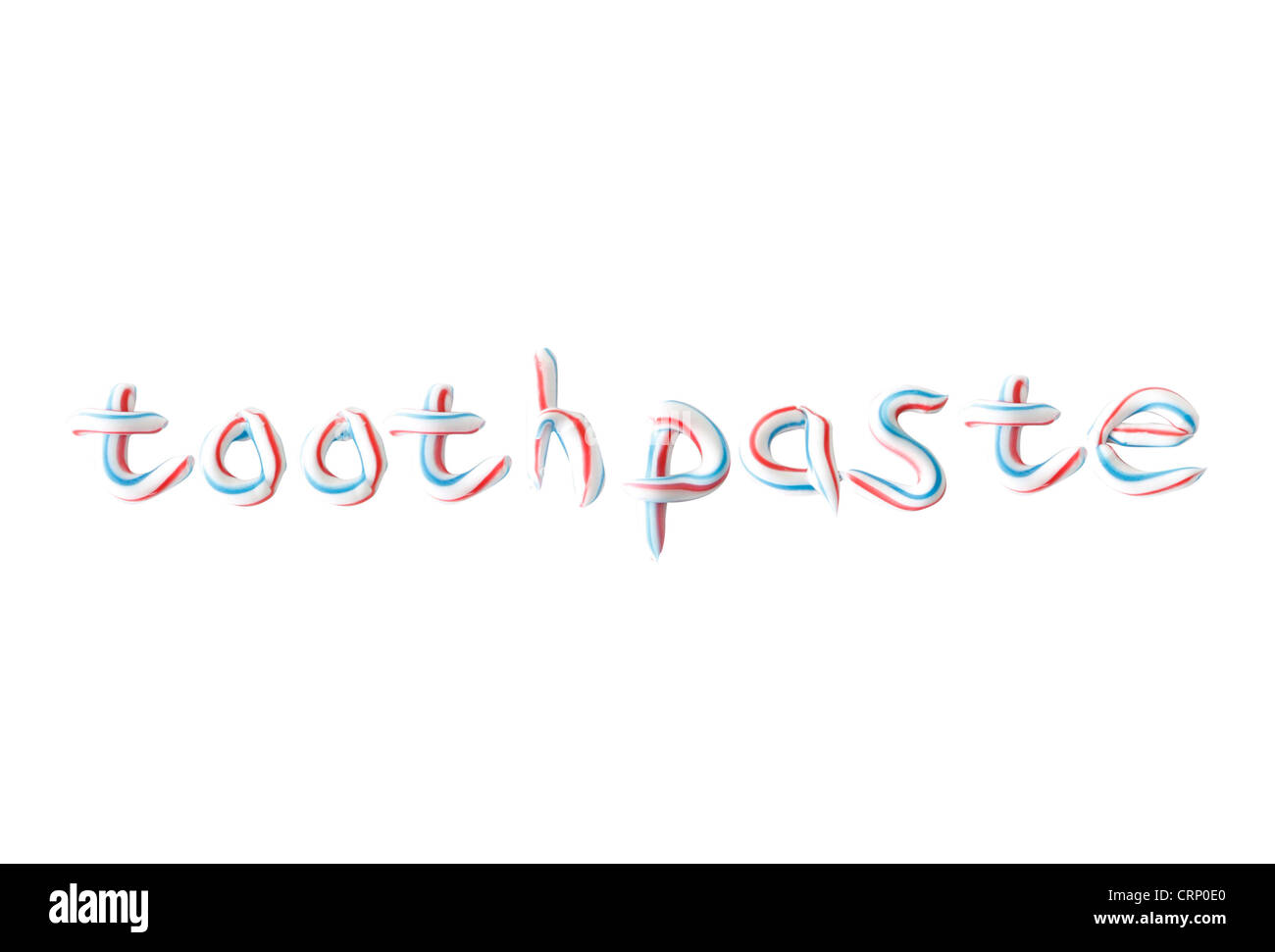 Toothpaste spelled in a word isolated on white Stock Photo - Alamy