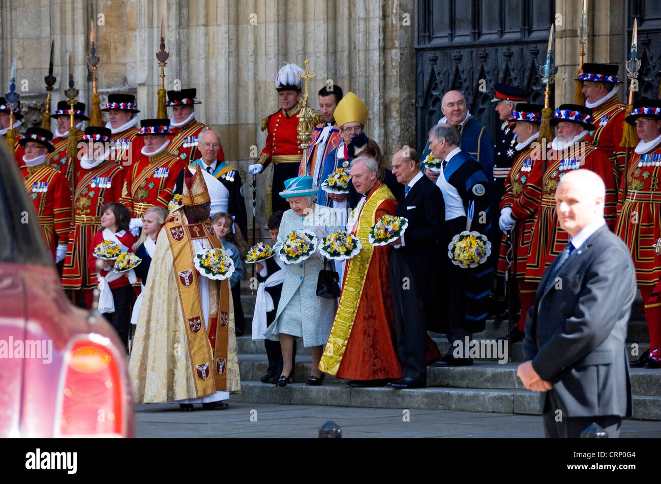 Queen Elizabeth II on the steps of the West Front of York Minster ...
